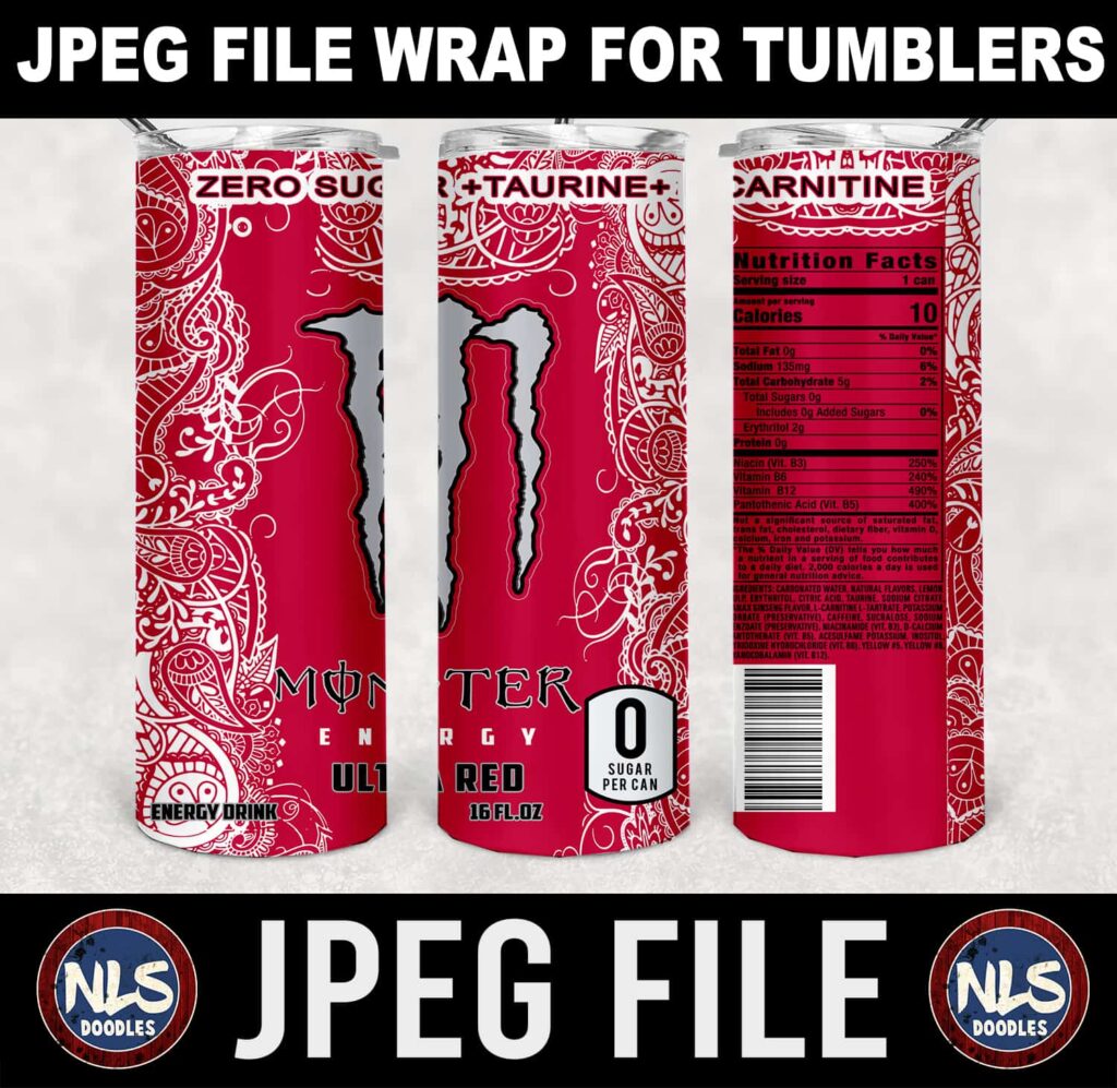 Monster energy drink ultra red-20oz tumbler wrap-jpeg- DIGITAL DOWNLOAD ...
