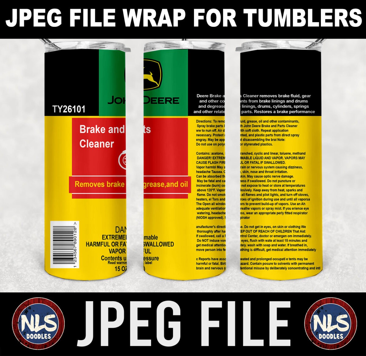 jhon deere brake parts cleaner label for tumbler-jpeg DIGITAL DOWNLOAD ...