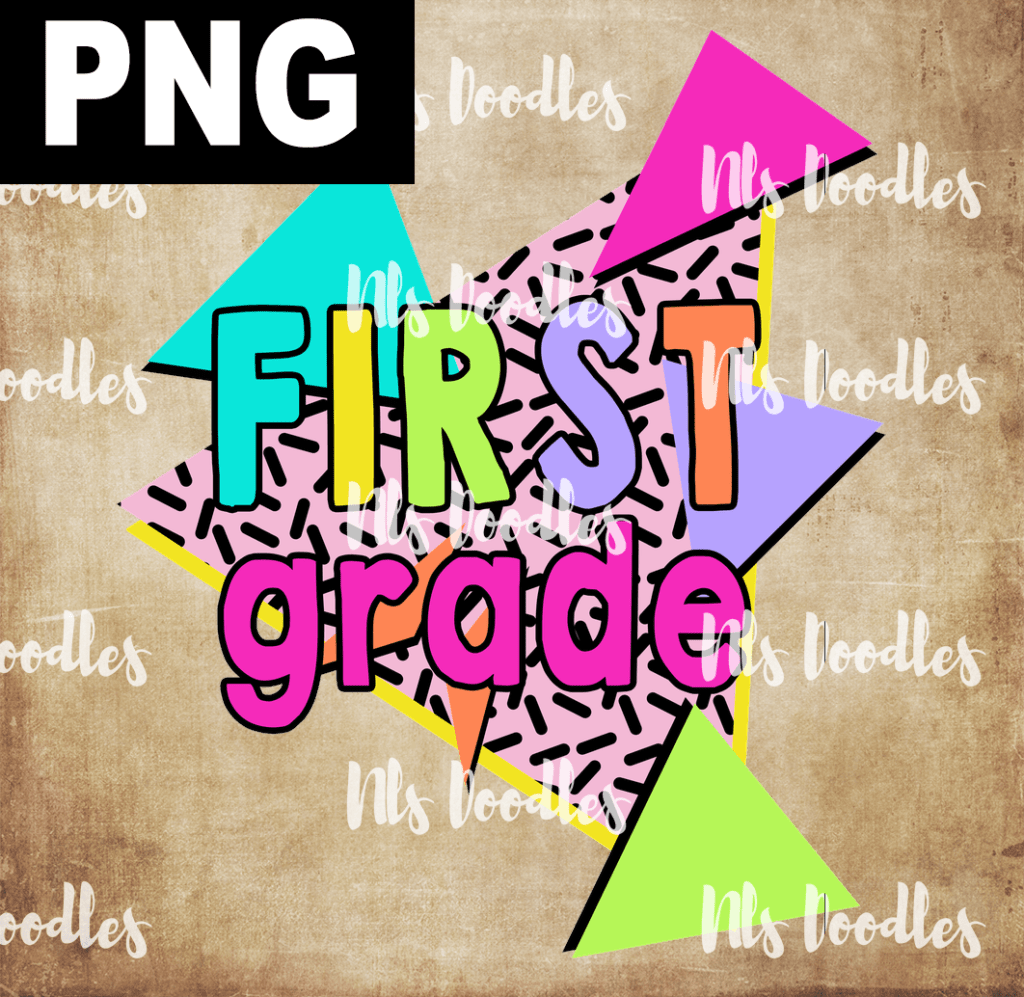 first grade retro-PNG File DIGITAL DOWNLOAD for sublimation or screens – Nls doodles