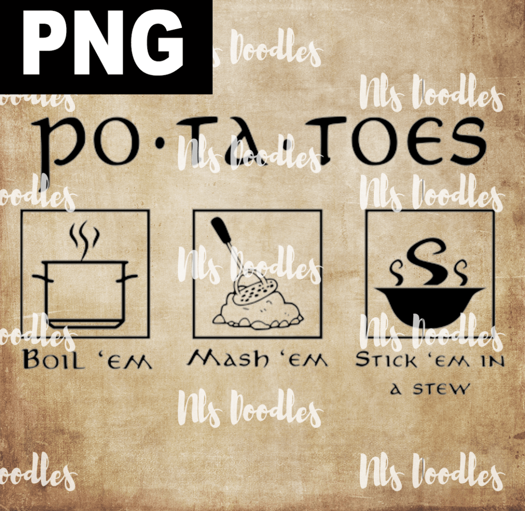 PO TA TOES PNG DIGITAL DOWNLOAD for sublimation or screens – Nls doodles