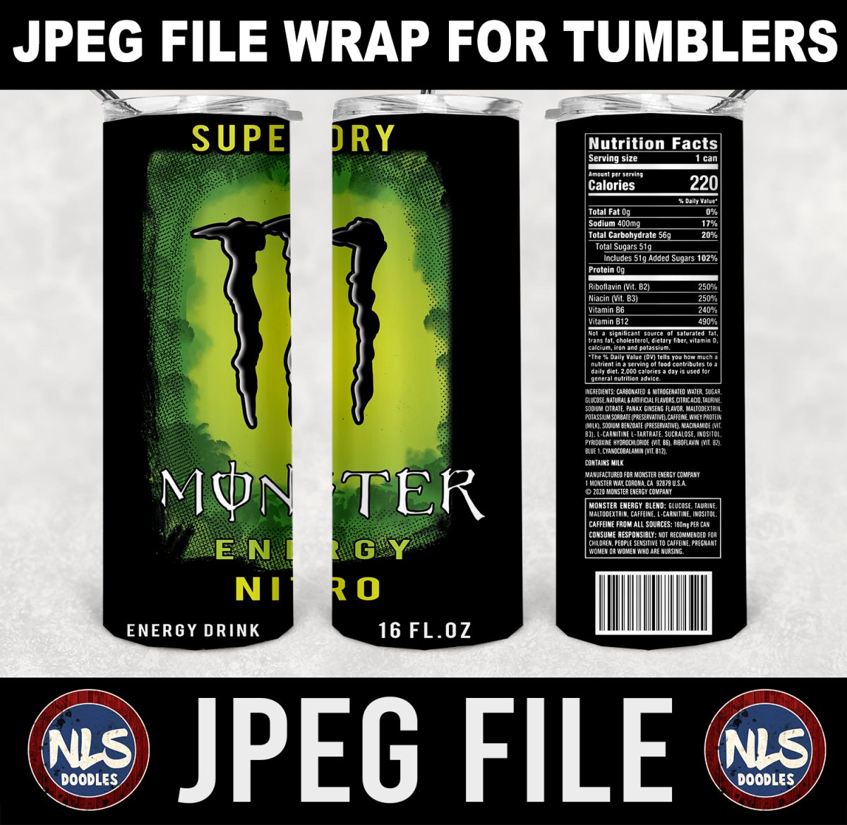 Monster Energy Nitro Super Dry label wrap-DIGITAL DOWNLOAD for ...