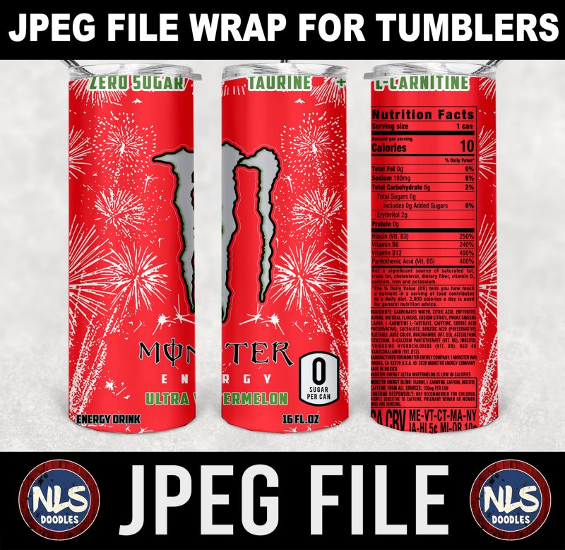 Monster energy drink ultra sunrise-20oz tumbler wrap-jpeg- DIGITAL ...