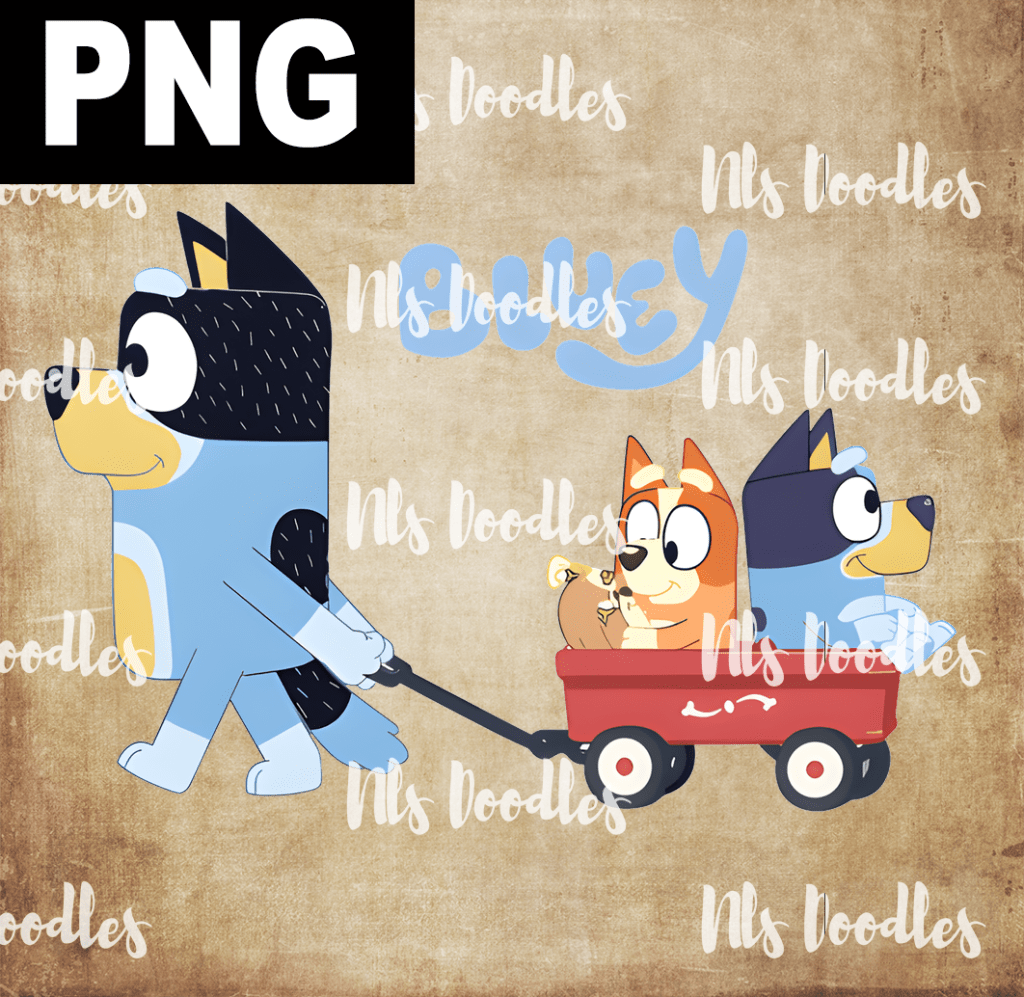 Bluey Bandit, Bluey, Bingo Wagon Ride – PNG File design for sublimation ...
