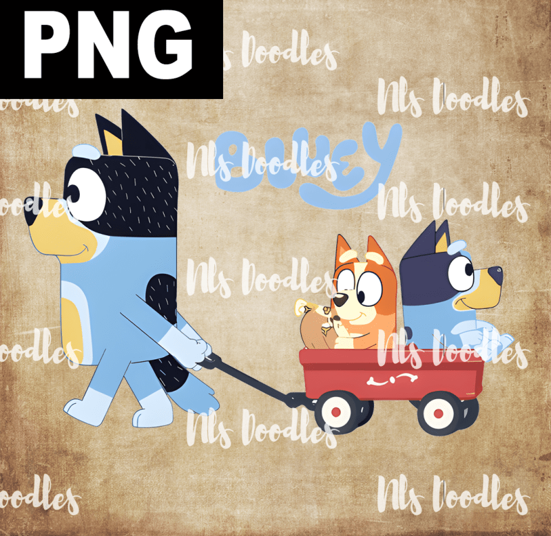Bluey Bandit, Bluey, Bingo Wagon Ride – PNG File design for sublimation ...