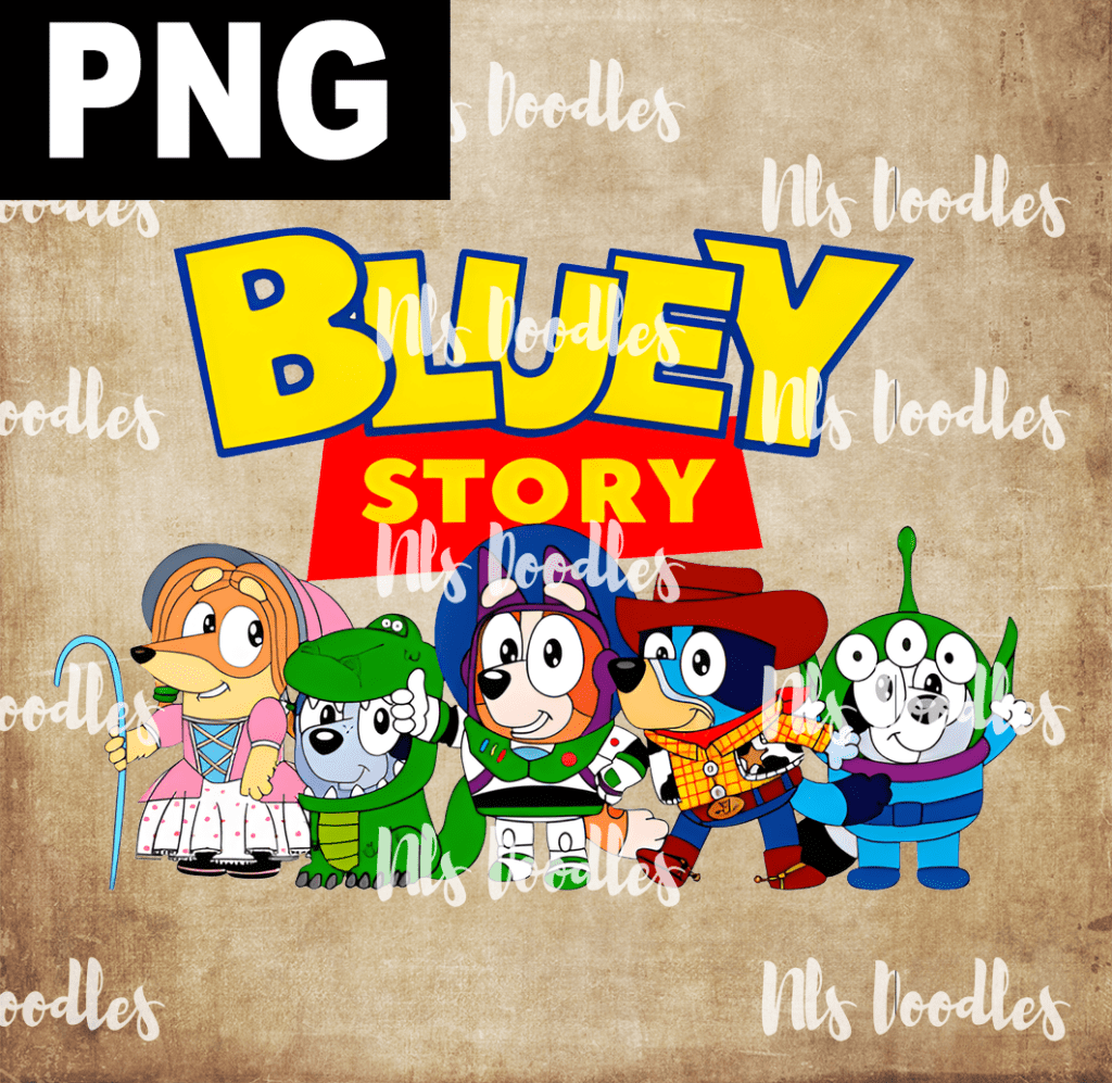 Bluey Story – PNG File design for sublimation and Dtf – Nls doodles