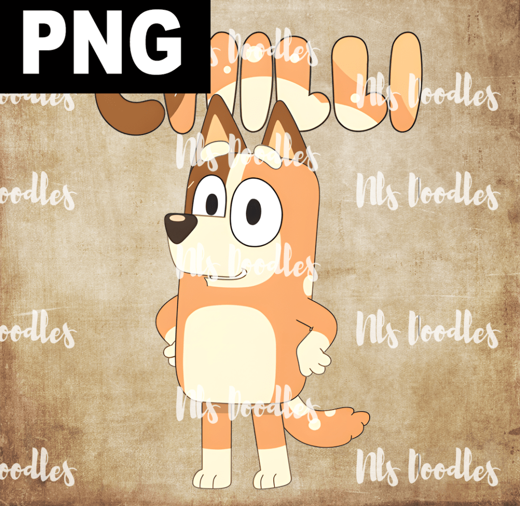 Chilli is Bluey and Bingo’s mum! – PNG File design for sublimation and Dtf – Nls doodles
